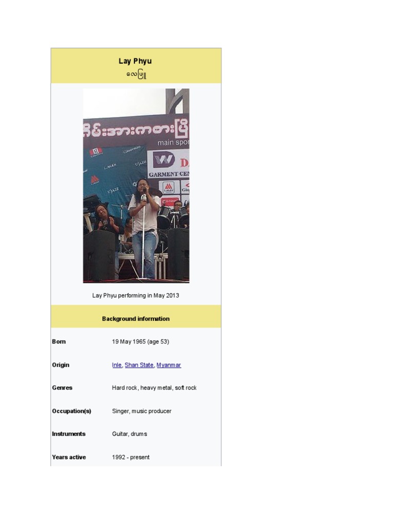 Lay Phyu: Burmese Rock Icon Biography | PDF | Language Arts & Discipline | Art