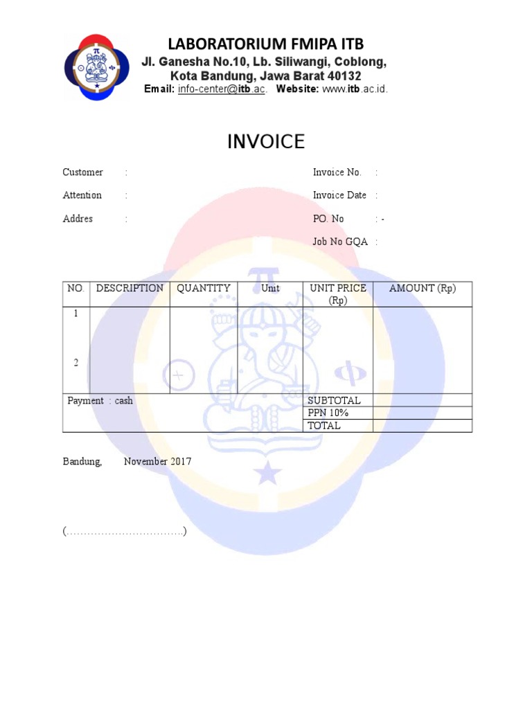 Invoice: Laboratorium Fmipa Itb | PDF