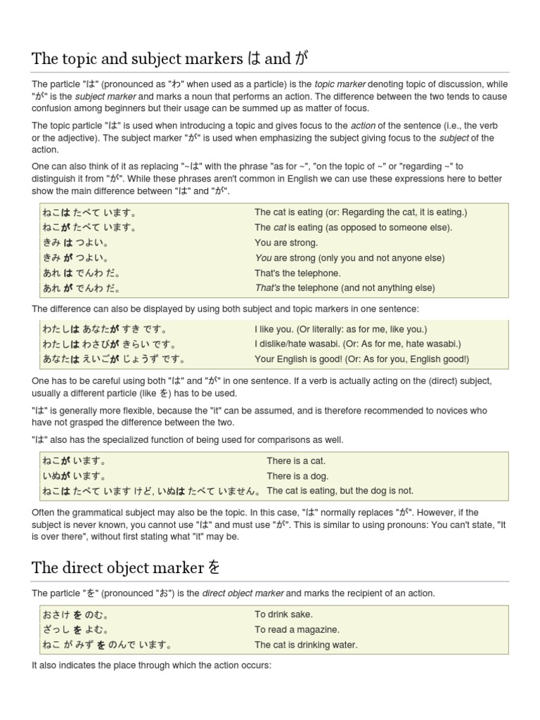 The topic and subject markers は and が | PDF | Verb | English Language