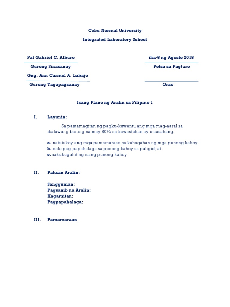 Filipino 1 LP Template | PDF