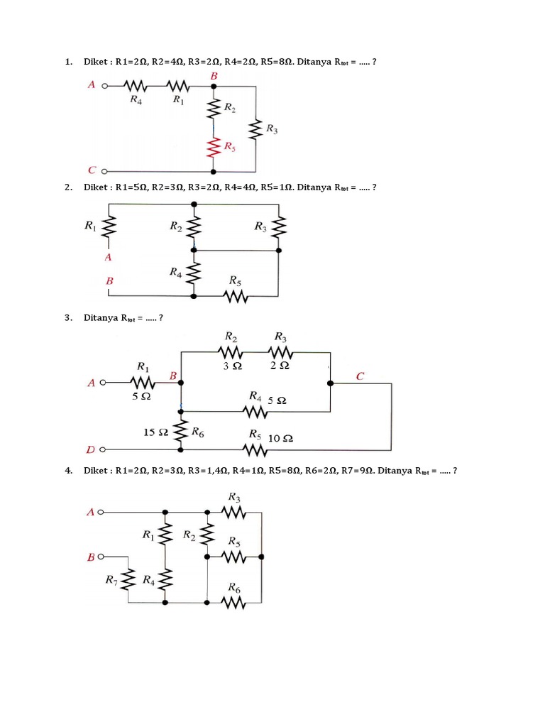 Diket: R1 2, R2 4, R3 2, R4 2, R5 8 . Ditanya R ..... ? | PDF