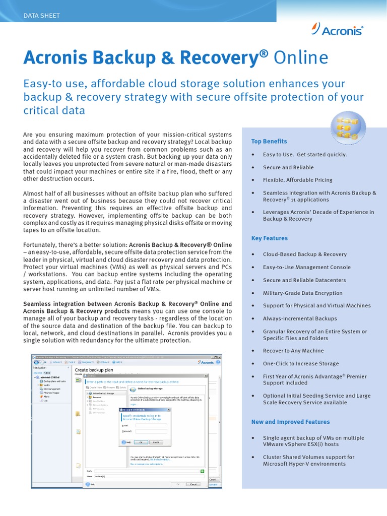 Acronis Backup & Recovery Online | PDF | Backup | Hyper V