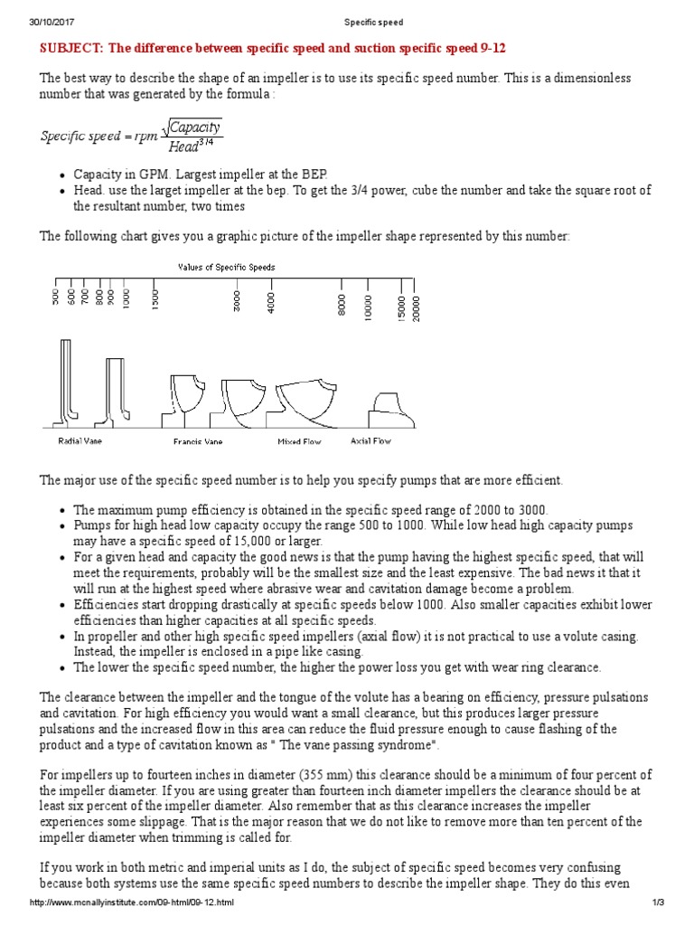 SUBJECT: The Difference Between Specific Speed and Suction Specific ...