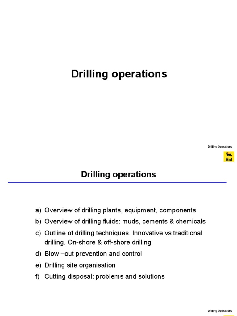 Drilling Operations Overview and Techniques | PDF