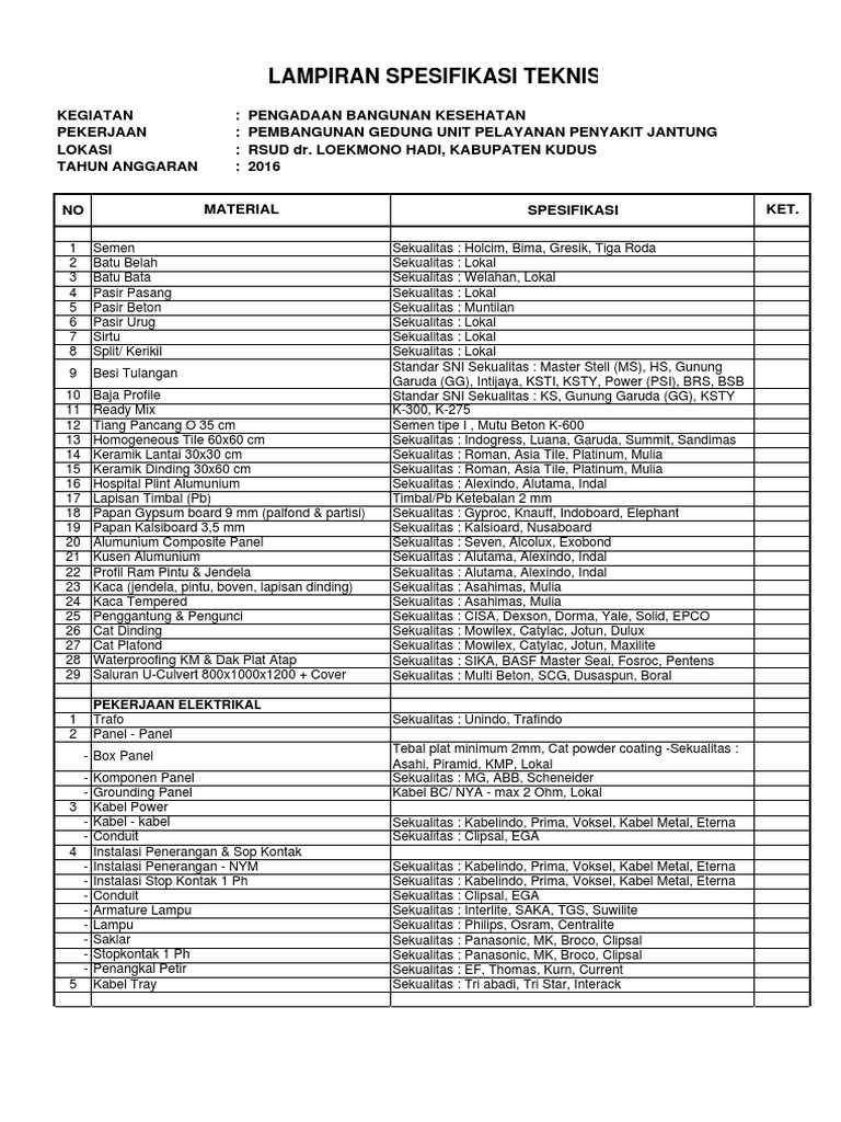 Lampiran Spesifikasi Teknis - Ok | PDF