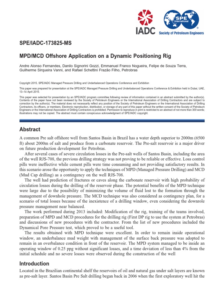 MPD or MCD Offshore Application On A Dynamic Positioning Rig | PDF ...