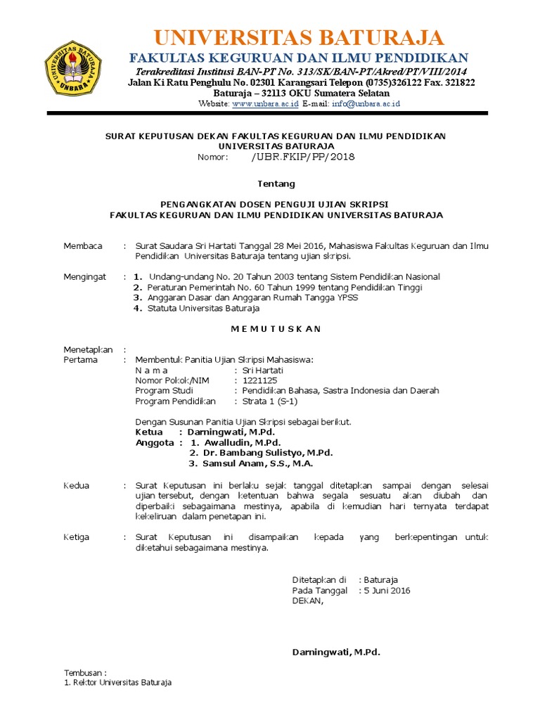 SK Penguji Skripsi Awalludin | PDF