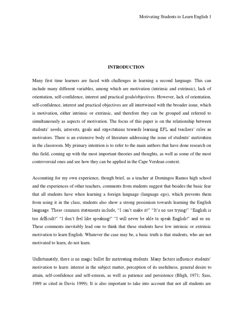 Motivating Students To Learn English | PDF | Motivation | Motivational