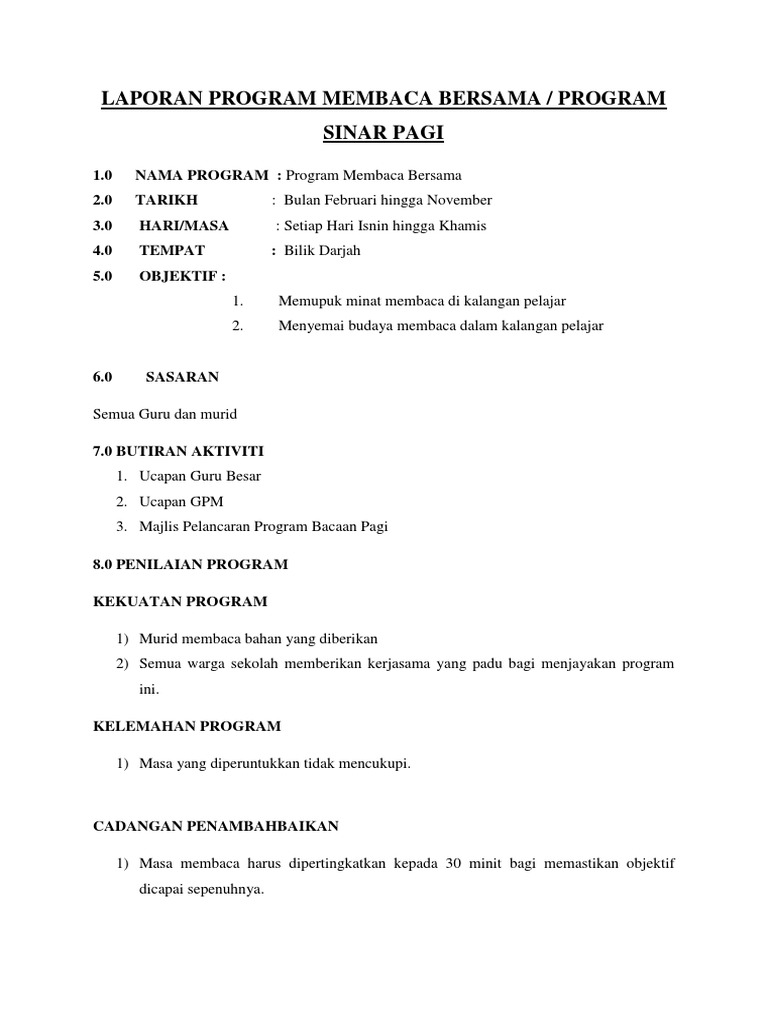 LAPORAN bACAAN PAGI | PDF