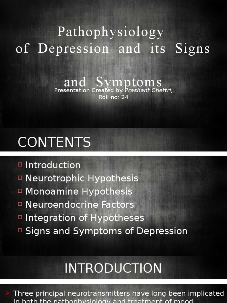 Pathophysiology of Depression and Its Signs and Symptoms | PDF | Major ...