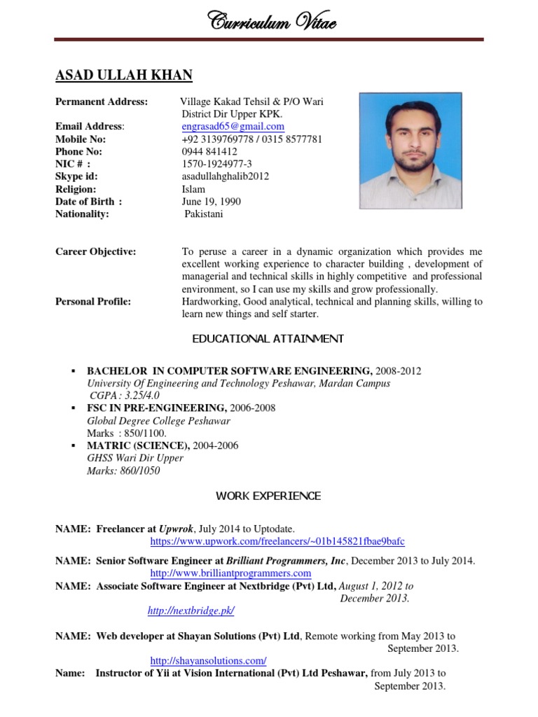 Asad Ullah CV | PDF | Php | Java Script