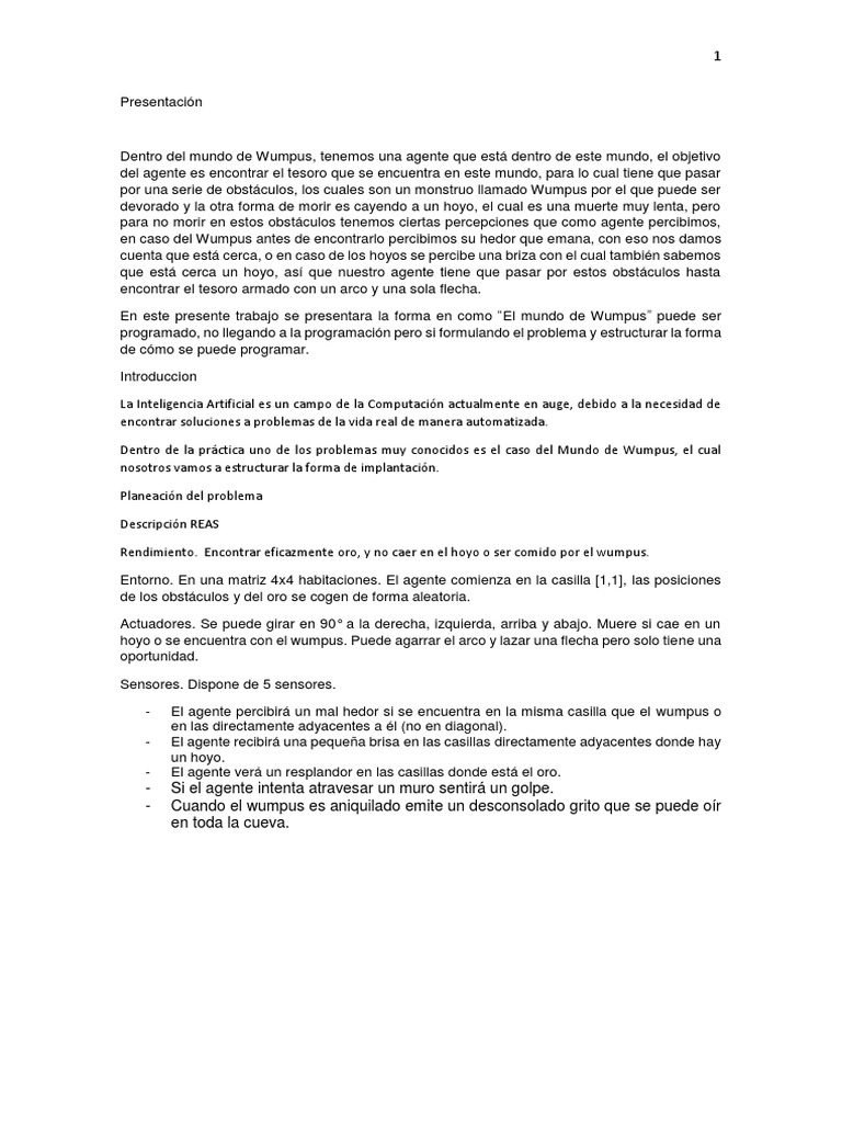 Mundo Del Wumpus | PDF | Ocio | Informática y tecnología de la información