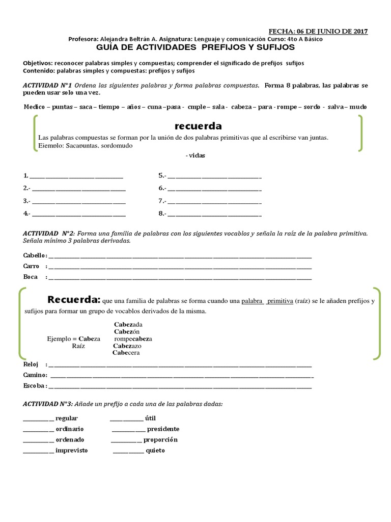Guia de Prefijos y Sufijos | PDF