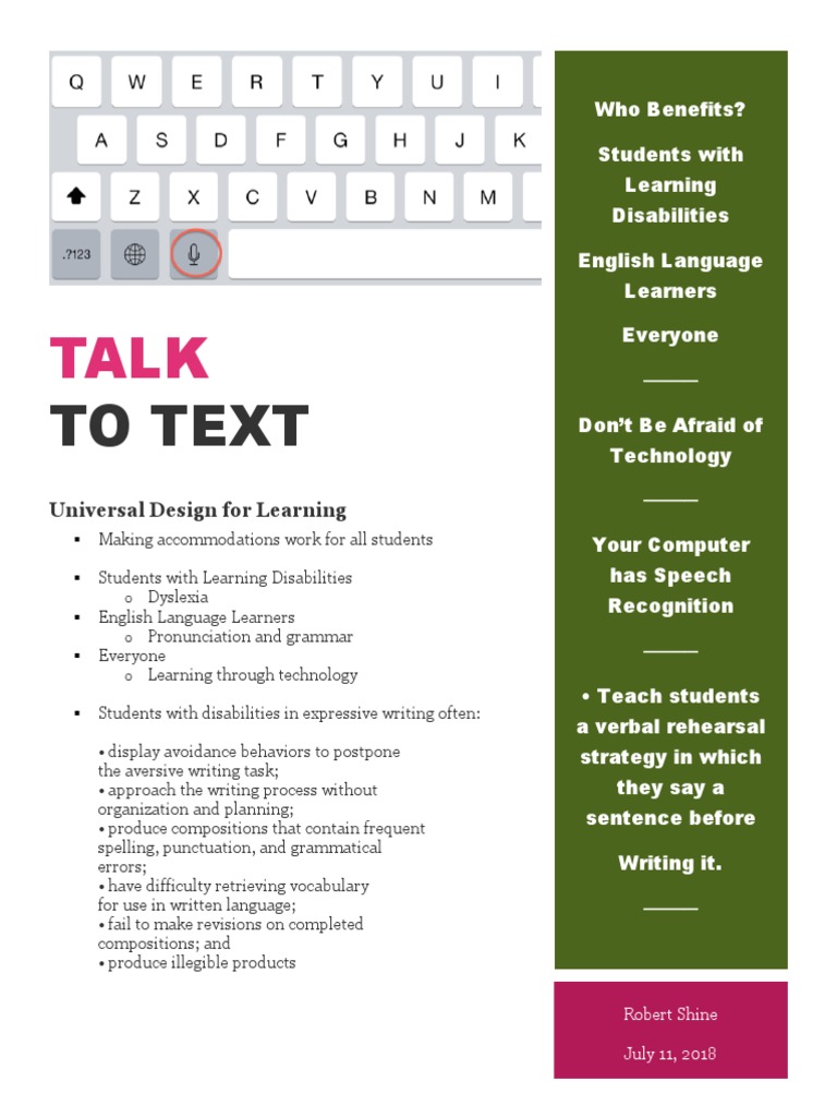Talk To Text Flyer | Download Free PDF | Learning Disability | Speech ...
