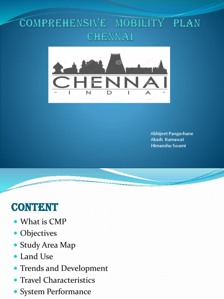 Comprehensive Mobility Plan Chennai | Public Transport | Transport