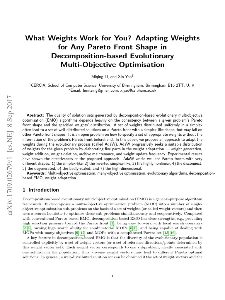 What Weights Work For You? Adapting Weights For Any Pareto Front Shape ...