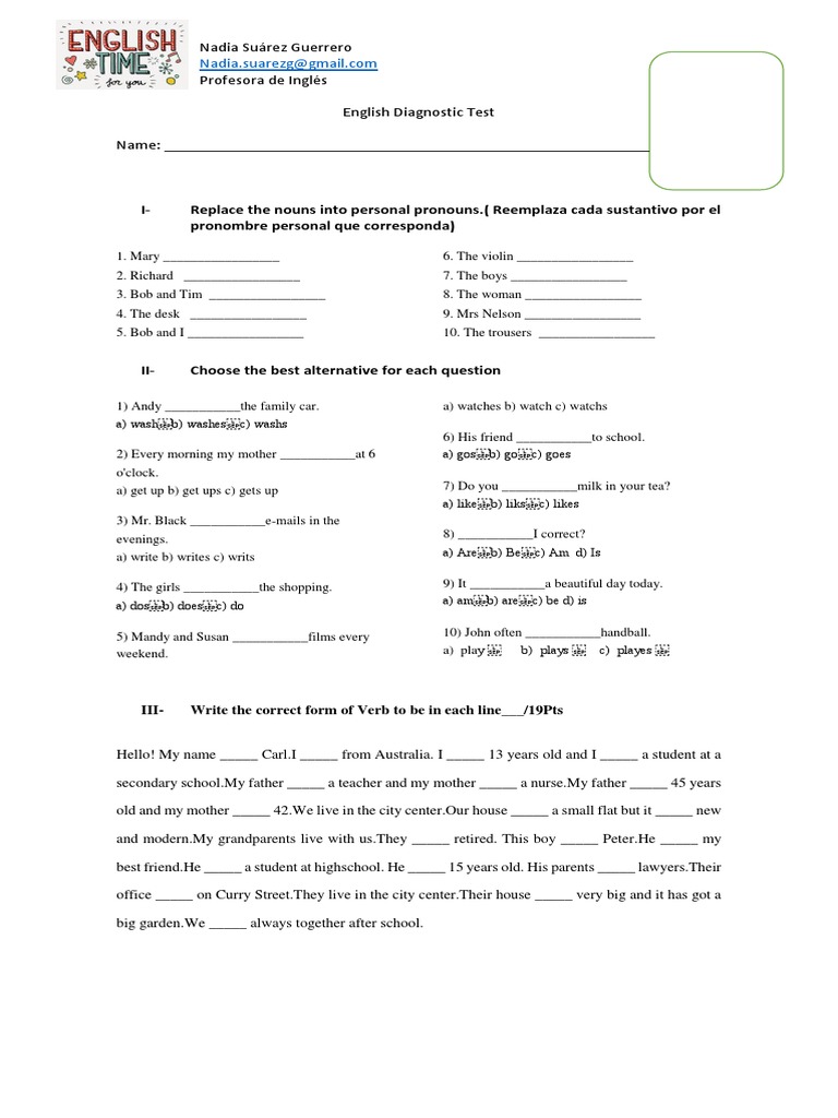 English Diagnostic Test | PDF | Semiotics | Language Mechanics