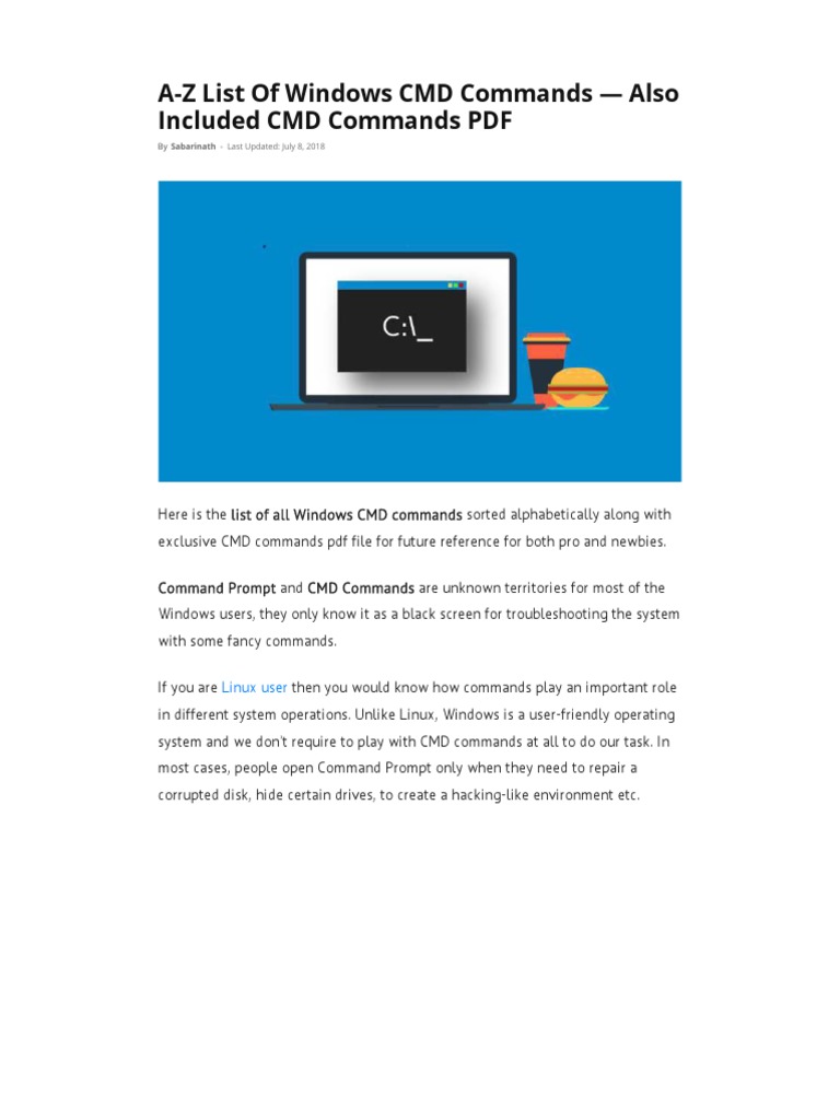 A Z List Of Windows Cmd Commands Also Included Cmd Commands Pdf Pdf Computer File