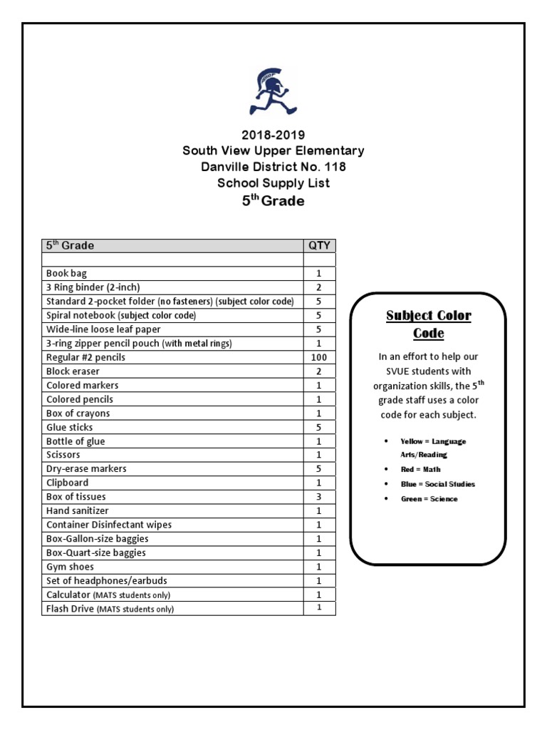 5 Grade: 2018-2019 South View Upper Elementary Danville District No ...