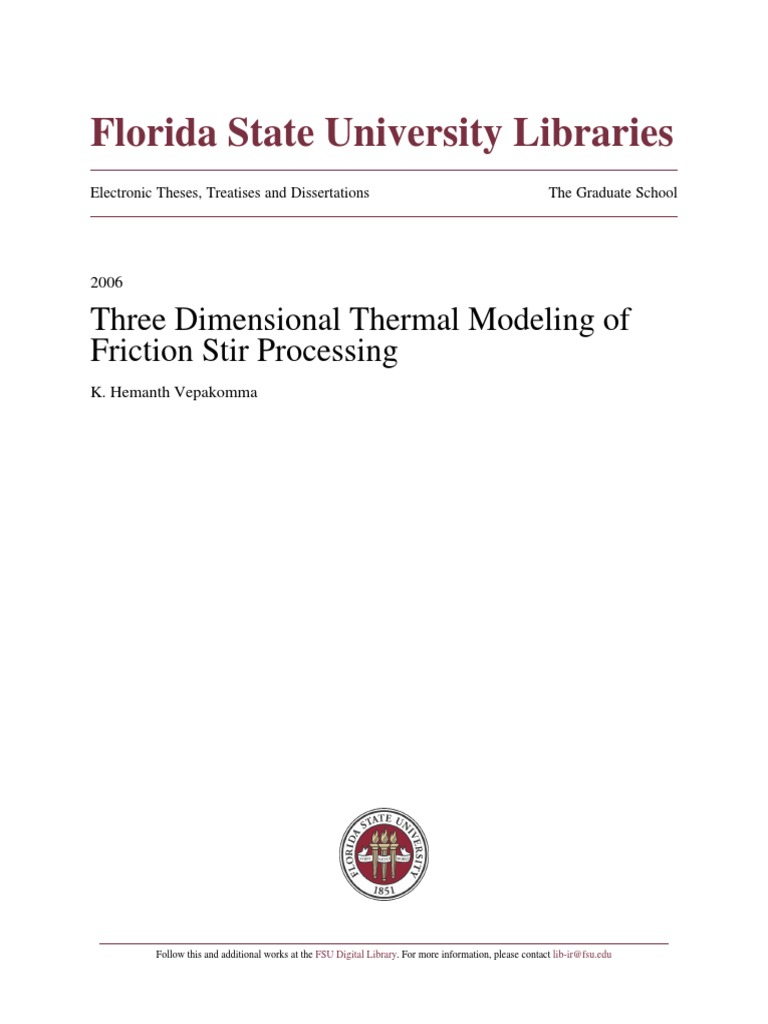 3D Thermal Modeling of Friction Stir Processing | PDF | Friction | Heat