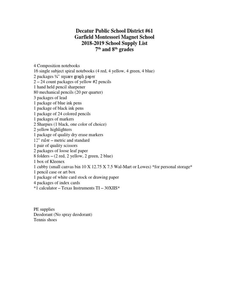 Decatur Public School District #61 Garfield Montessori Magnet School ...