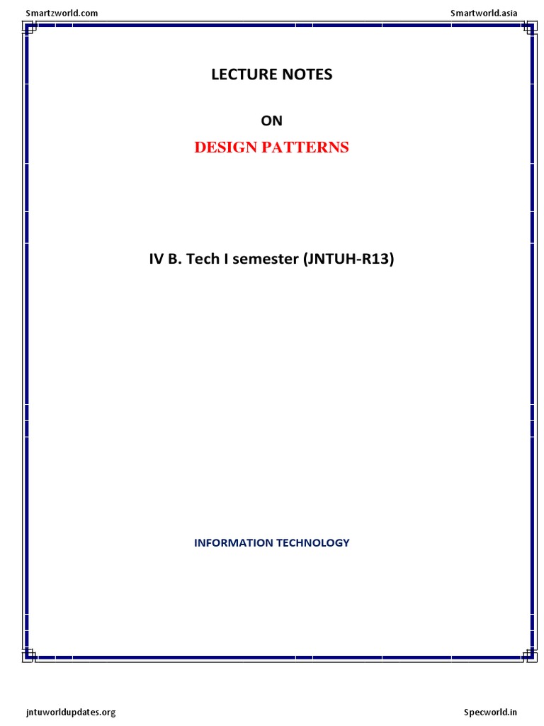 Lecture Notes Iv B Tech I Semester Jntuh R13 Pdf Inheritance Object Oriented