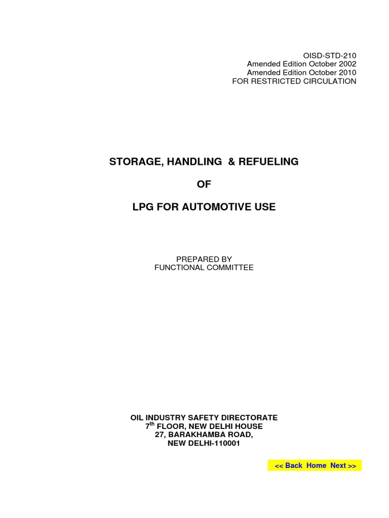 Storage, Handling & Refueling OF LPG For Automotive Use | PDF ...