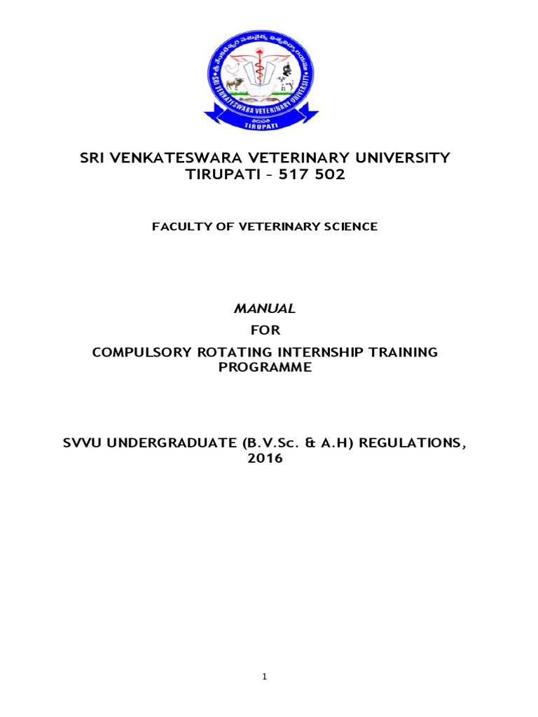 SVVU B.V.Sc. & A.H. Internship Manual | PDF | Veterinary Physician ...