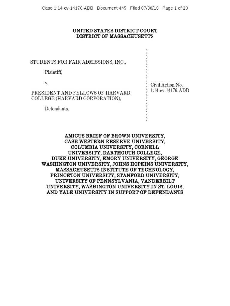 Brown University Et Al. Amicus Brief | PDF | Amicus Curiae | Race ...