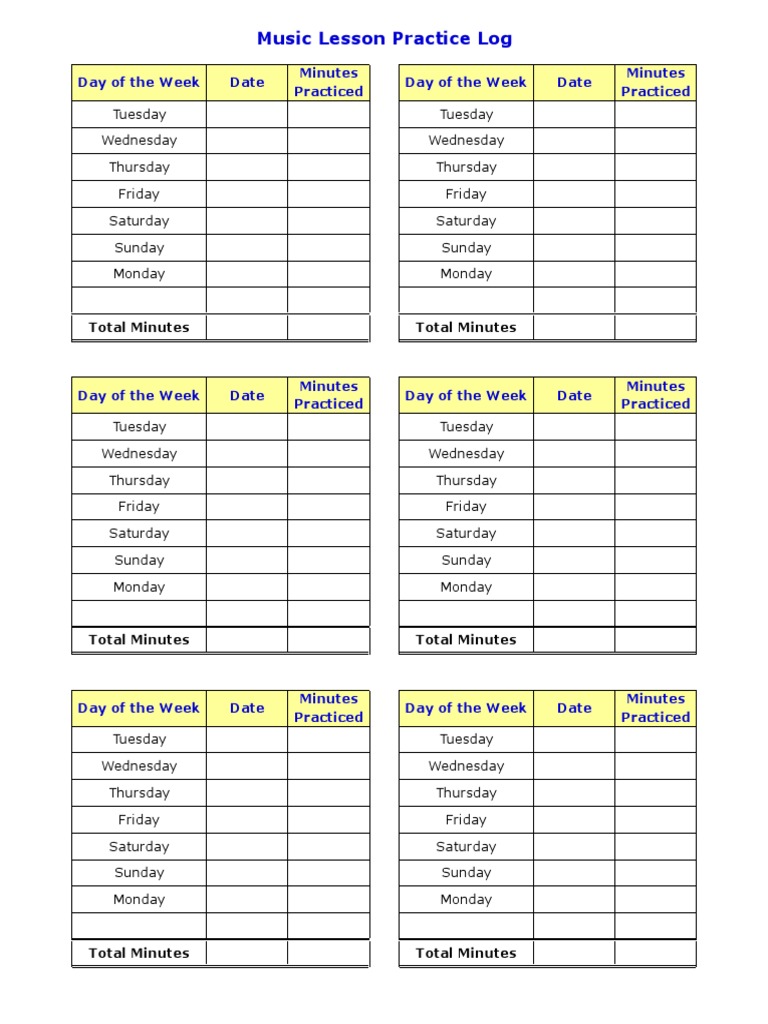 Music Lesson Practice Log | PDF