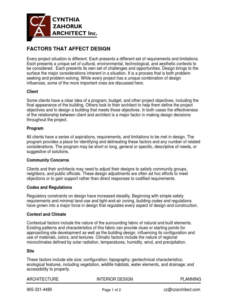 Key Factors Influencing Architectural Design | PDF | Design | Building