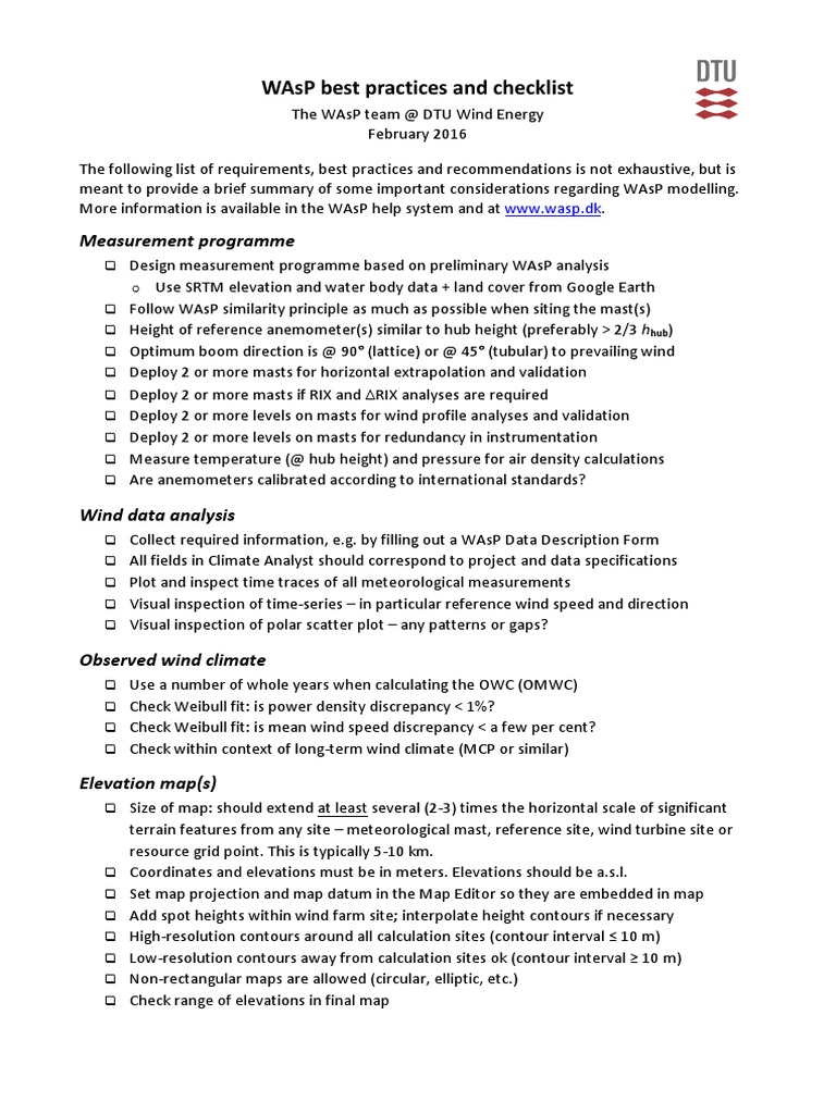Wasp Best Practices and Checklist: Measurement Programme | PDF | Map ...