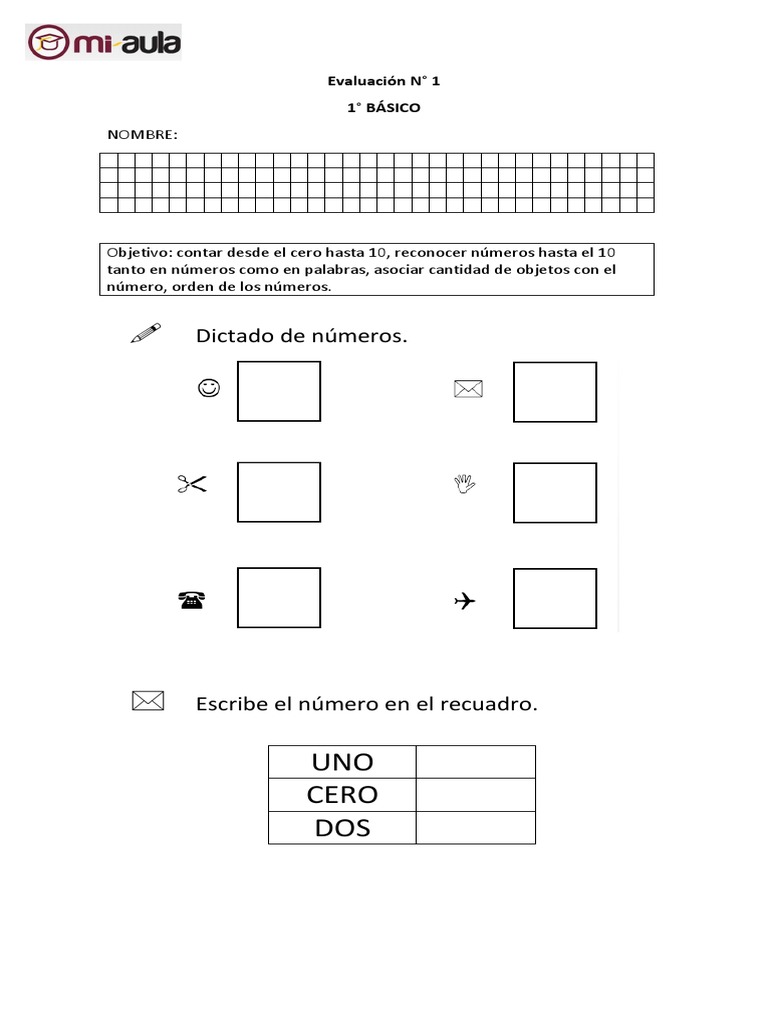 Prueba Numeros Del 1 Al 10 | PDF | Artes del Lenguaje y Comunicación ...
