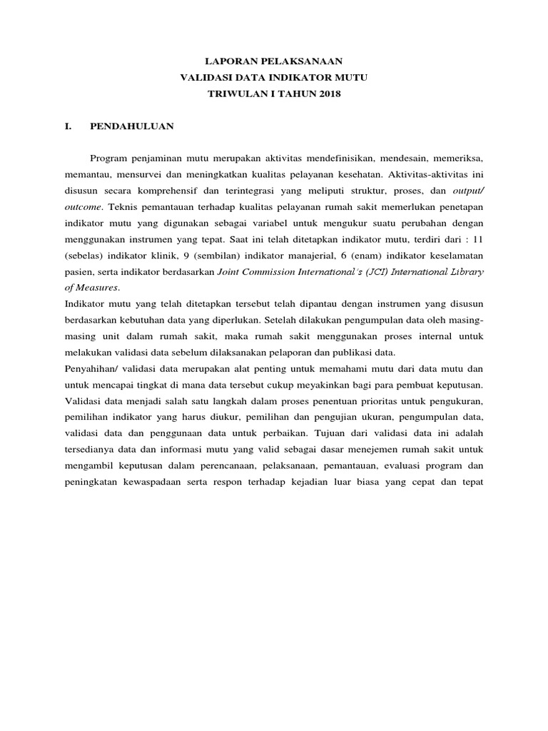 Form Laporan Hasil Validasi | PDF