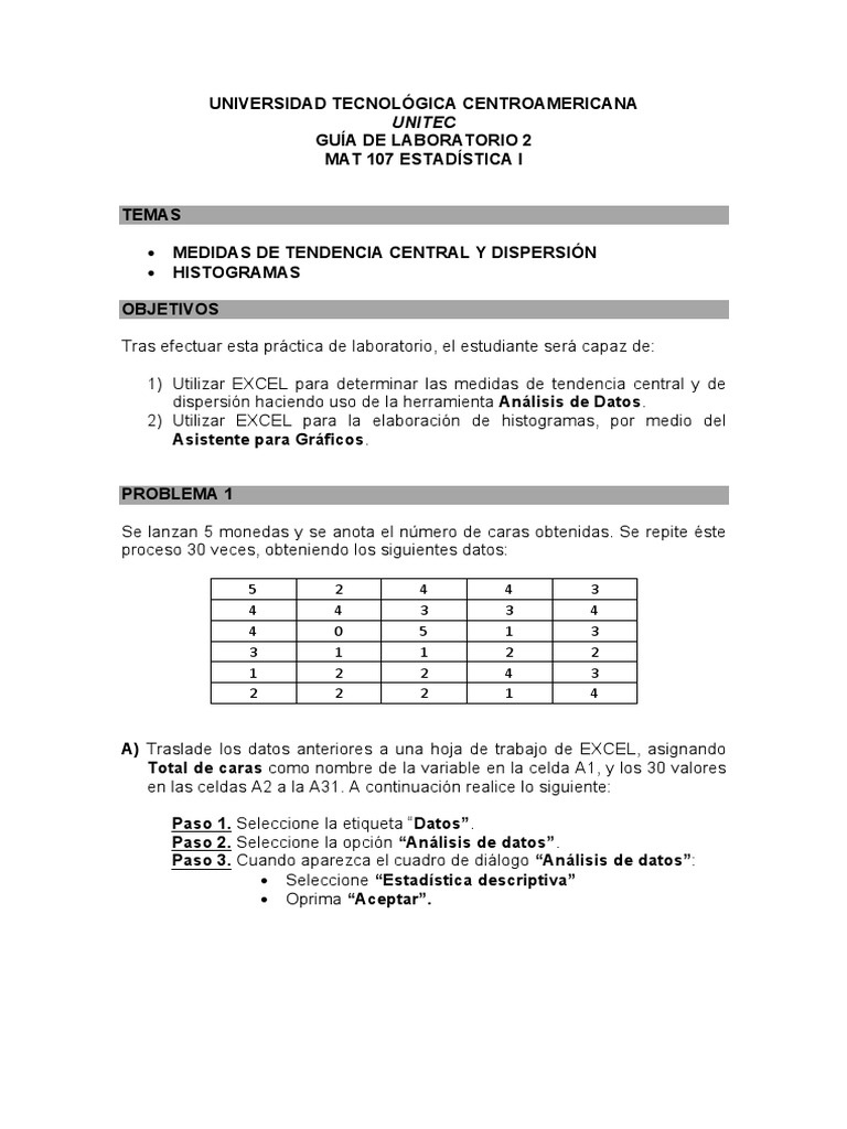 Lab 01 Est I | PDF | Histograma | Microsoft Excel