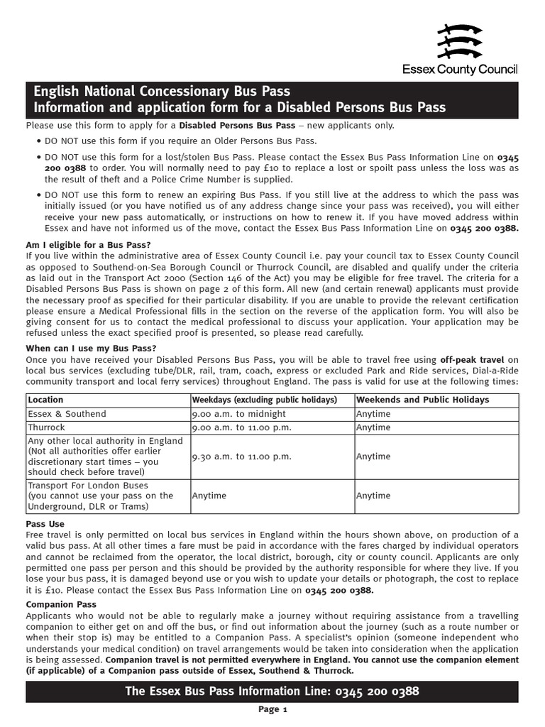 Essex ENCTS Disabled V3 18 April 2016 | PDF | Bus | Hearing Loss
