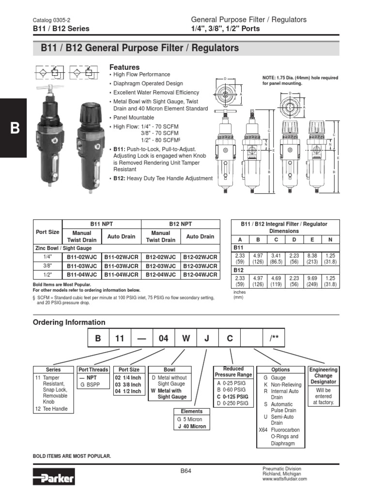 B11 Data Sheet - Regulador de Presión | PDF | Valve | Manufactured Goods