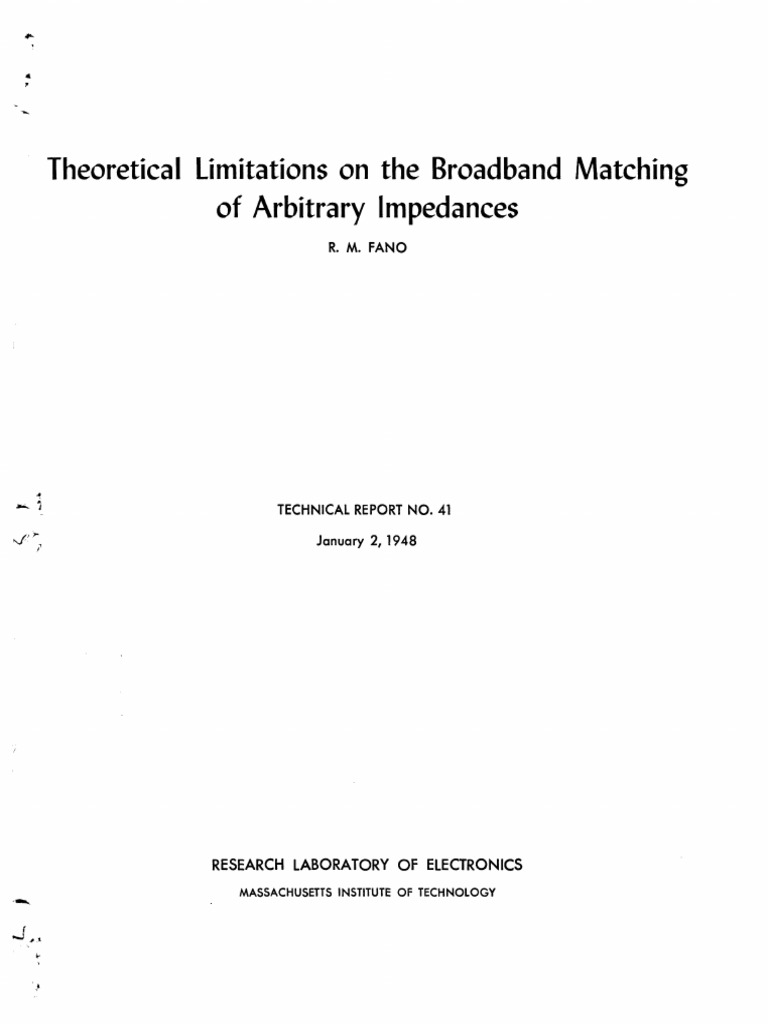Theoretical Limits on RF Impedance Matching | PDF | Electrical ...