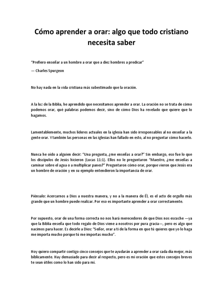 Cómo Aprender a Orar | PDF | Oración | Cristo (título)