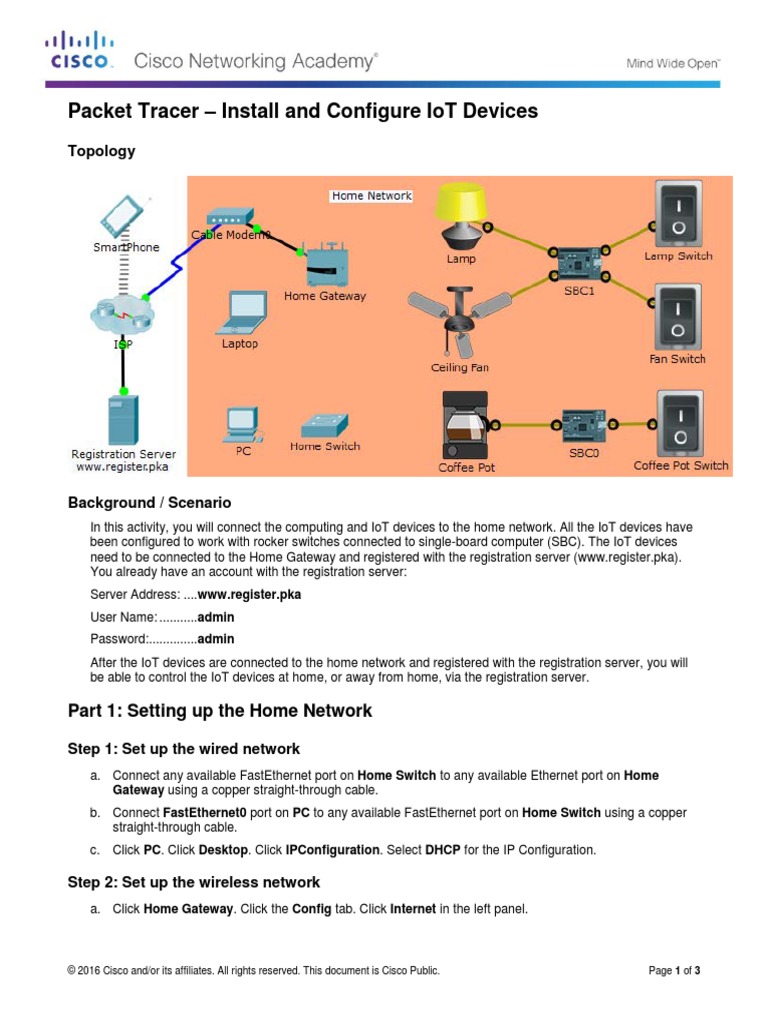 3.2.2.5 Packet Tracer - Install and Configure IoT Devices | PDF ...