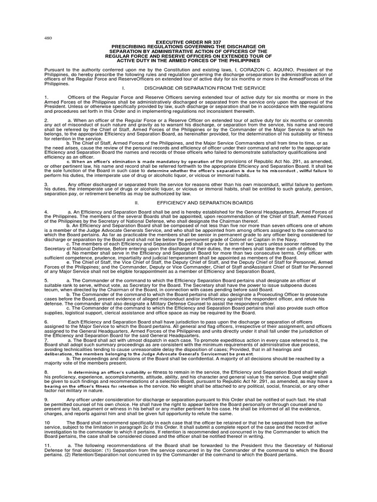 EO | PDF | Oath Of Office | Military Discharge