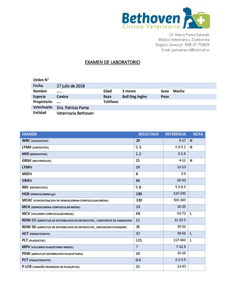 Hemograma Canino: Resultados Anormales | PDF