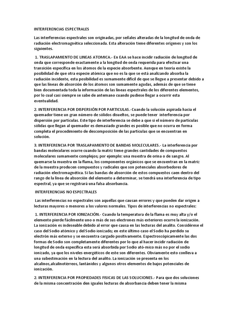 Interferencias Espectrales | PDF | Línea espectral | Radiación ...