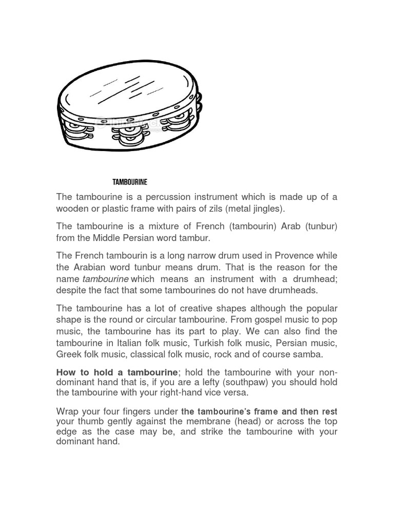 How To Hold A Tambourine Hold The Tambourine With Your Non | PDF ...