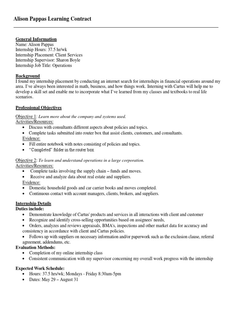 Learning Contract | PDF