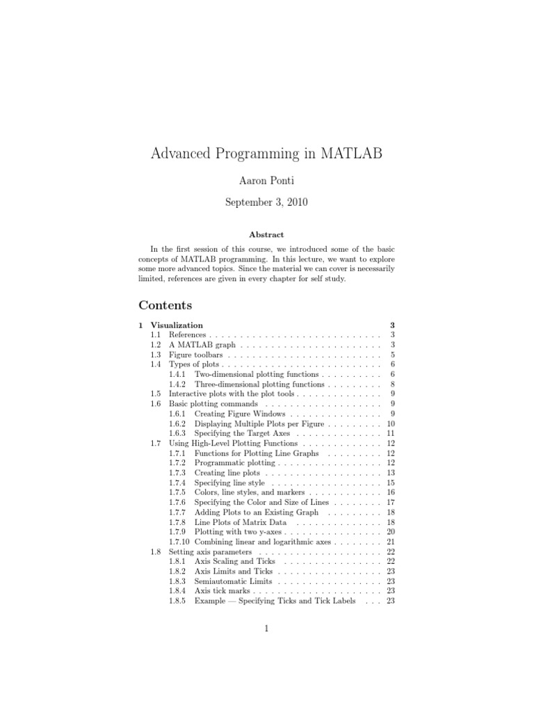 Advanced Programming in MATLAB - Aaron Ponti PDF | PDF | Graphical User ...