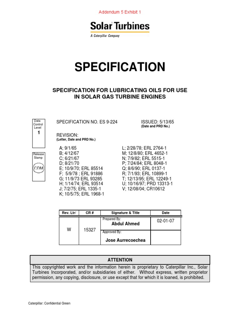 ES9-224w - Lube Oil (Exhibit 1) | PDF | Petroleum | Viscosity