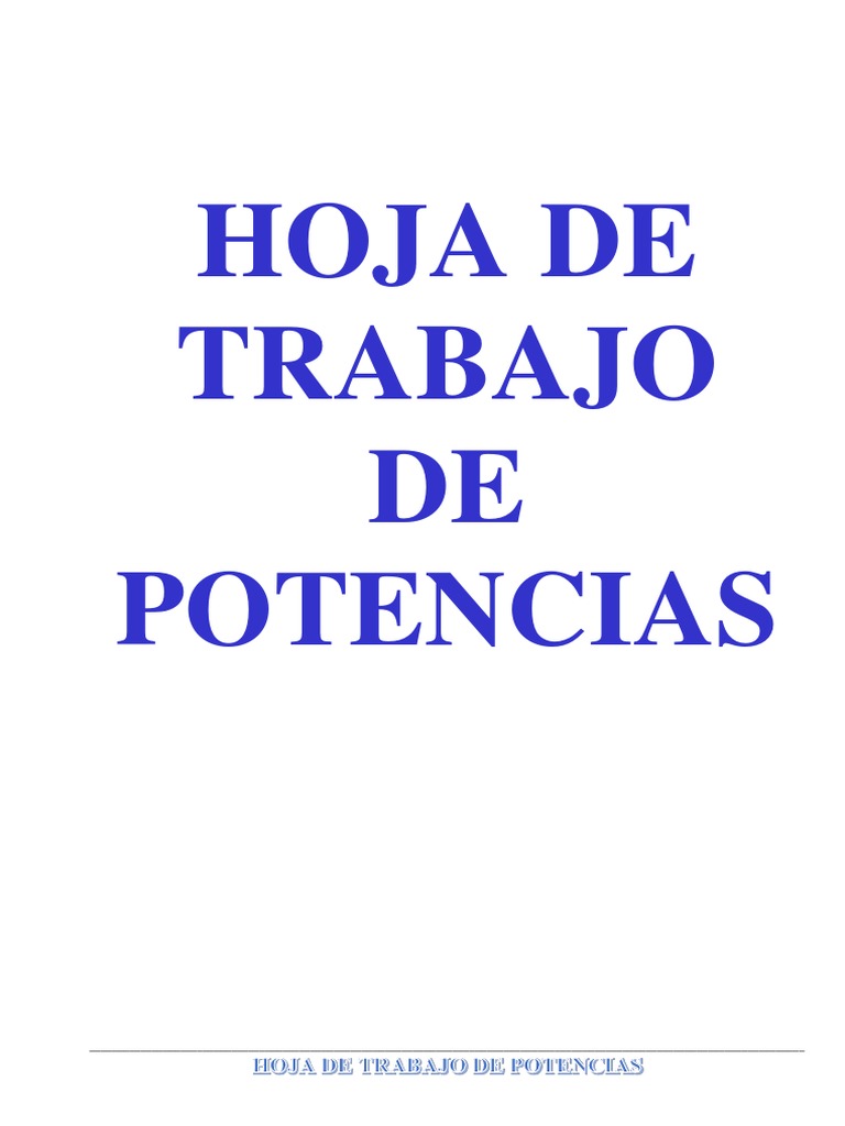 Hoja de Trabajo de Potencias | PDF | Exponenciación | Multiplicación