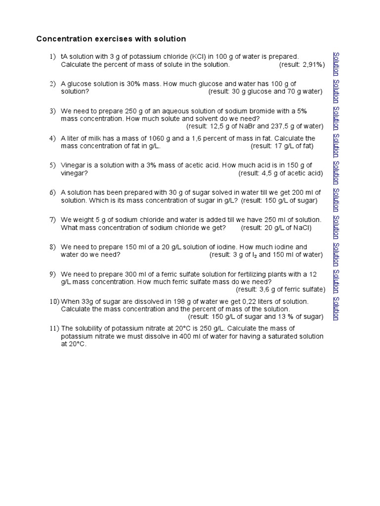 Solved Concentration Exercises PDF | PDF