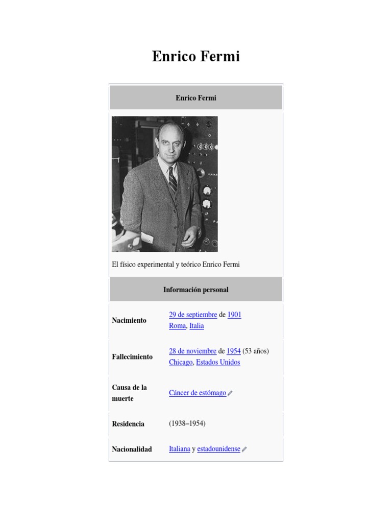 Enrico Fermi | PDF | Desintegración radioactiva | Neutrón